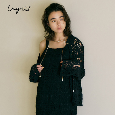 Ungrid镂空蕾丝钩花针织开衫宽松