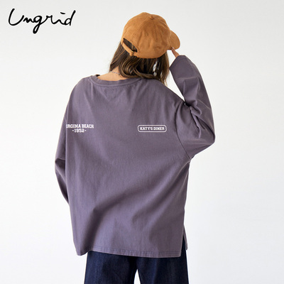 Ungrid25秋季新品字母长袖棉T恤