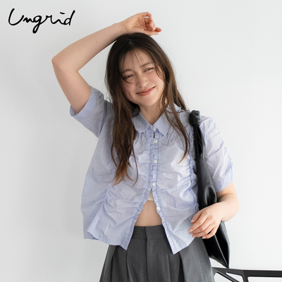 Ungrid日系小褶短袖衬衫