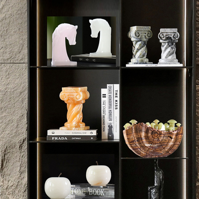 天然玉石蘑菇摆件罗马柱马头苹果