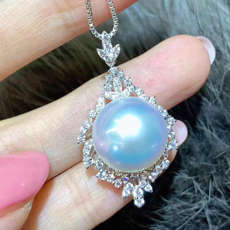 DIY珍珠配件 S925纯银豪华K金款吊坠空托女项链坠手工配饰半成品_虎窝淘