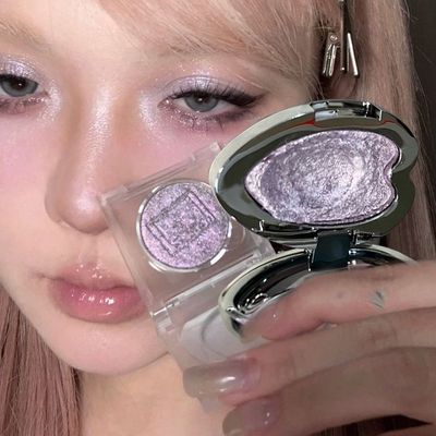 水光感丁香紫!古早淡颜低饱和眼妆梦回千禧年多用高光眼影盘MH00