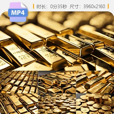 高清黄金金价金条投资理财硬通货财富发运砖色市场外汇储视频素材
