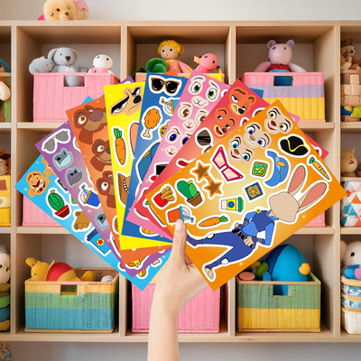 疯狂动物城Zootopia换装表情拼图贴纸儿童益智创意DIY手工装饰贴