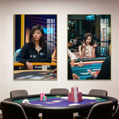 德州扑克选手装饰画棋牌室扑克室挂画休闲会所世界WSOP比赛壁画