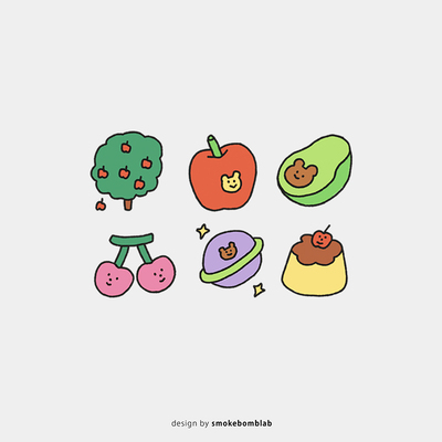 smokebomblab kids创意纹身贴纸儿童插图手绘emoji日常ins可爱水