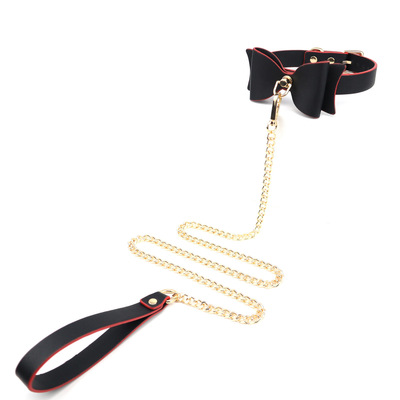 蝴蝶结项圈女项链手链手环皮质choker复古颈环亚文化小狗链牵引绳