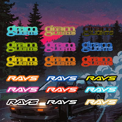 适用于Rays Gram Lights 57DR/57CR字母轮毂辐条汽车反光贴纸7641