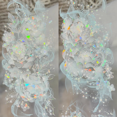 Dailylife分装胶带雾非花微光绯蓝晨星遗迹背景半透花城堡流麻