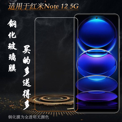 适用红米Note 12 5G静电钢化膜Redmi Note 12抗压玻璃膜22101317C硬钢晶护屏膜防碎屏耐摔白片一体无孔亮屏膜