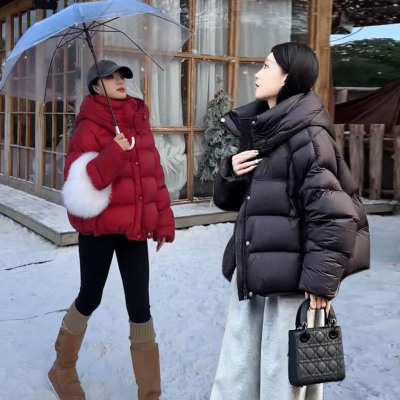 泡芙龟背短款白鸭绒羽绒服外套