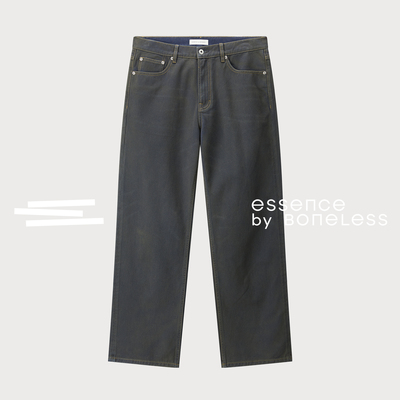蓝靛套染打枣猫须水洗直筒牛仔裤长裤支线Essence by BONELESS
