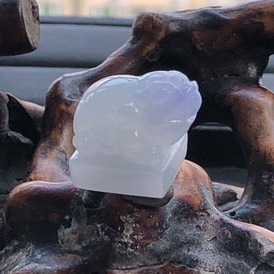 缅甸天然翡翠A货金蟾印章小摆件