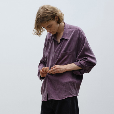 1533凉感天丝缎面复古长袖衬衫