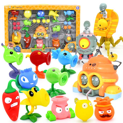 正版植物大战僵尸玩具礼盒套装戴夫豌豆射手太阳花可弹射公仔玩偶