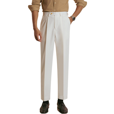 意式白色男士休闲西裤