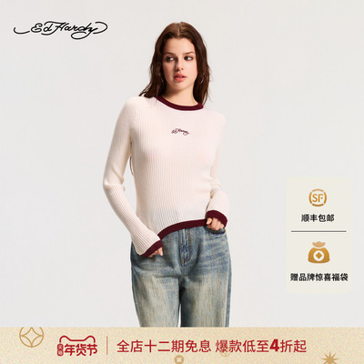 Ed Hardy埃德哈迪2026春季新款女士圆领紧身长袖针织衫E1SAW240