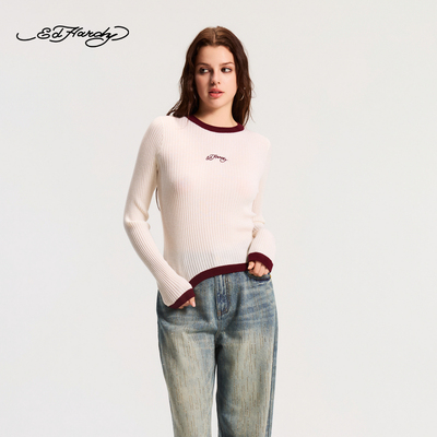 Ed Hardy埃德哈迪2026春季新款女士圆领紧身长袖针织衫E1SAW240