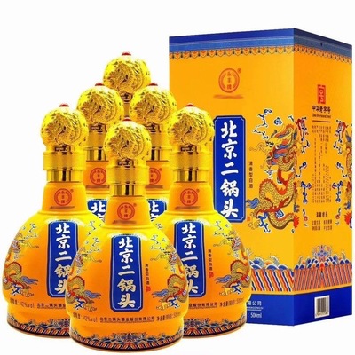清香型白酒42度整箱装永丰牌二锅头小黄龙500ml*6瓶装