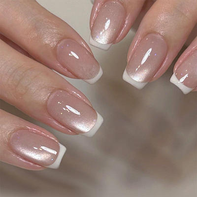 Bare powder glitter nail patch, removable fake nails穿戴甲