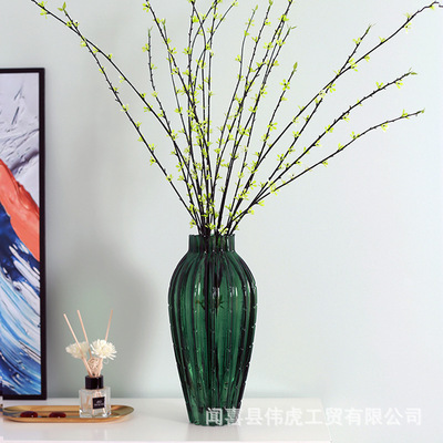 轻奢欧式创意简约仙人掌玻璃花瓶摆件水培水养马醉木鲜花客厅摆件
