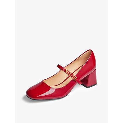 73hours女鞋心动offer2024年春新款复古玛丽珍粗跟女单鞋AAE35AQ4