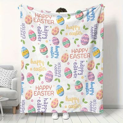 Easter Egg Flannel Blanket - Bed, Sofa, Office, Travel, Gift