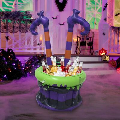 Inflatable Witch Legs Cauldron Cooler, Blow-Up Witch Pot Ice