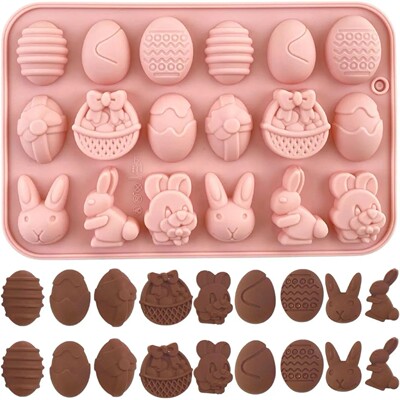 1 Pieces Easter Silicone Chocolate Moulds 18 Cavity Egg,Bunn