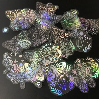 40pcs Holographic Glitter Stickers PET Transparent Shiny Wat