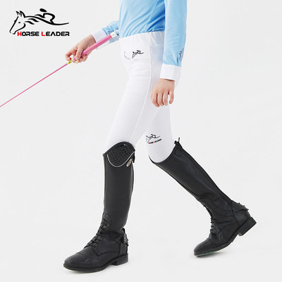 HORSELEADER春秋四季速干儿童马术裤骑马装备硅胶考级比赛白马裤