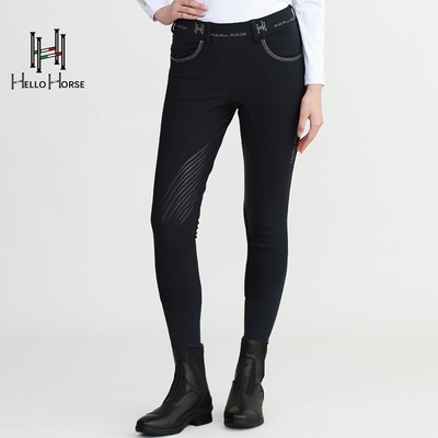Hello Horse意大利品牌马术马裤骑马裤女烫钻硅胶防滑弹性马术裤