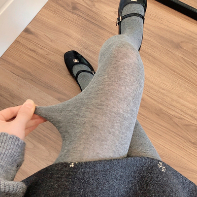 微透烟灰色连裤袜棉深灰色打底袜
