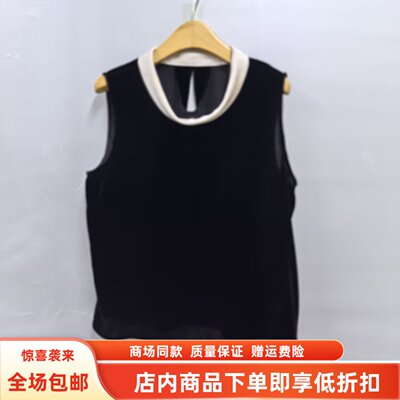 F26B-S2182夏装2026女新款时尚显瘦无袖丝绒拼接显瘦上衣减龄小衫