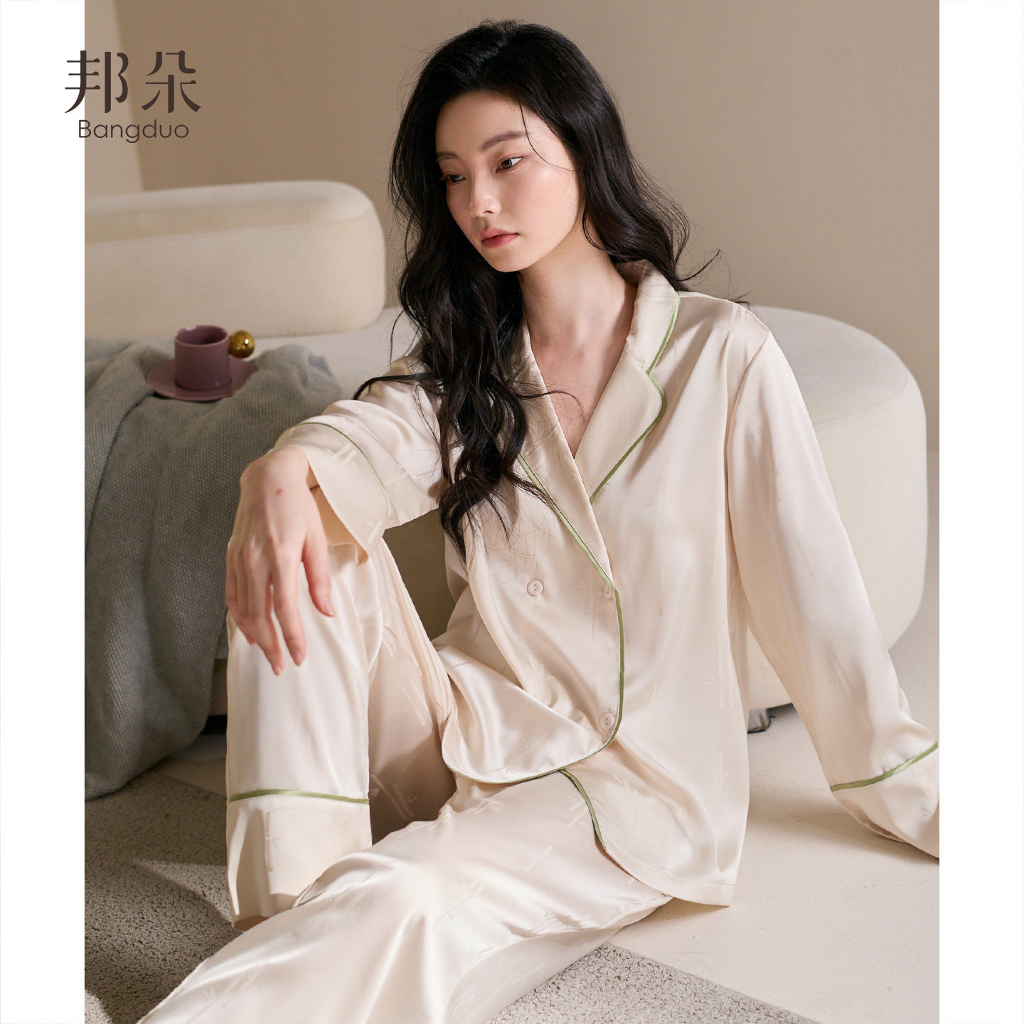 睡衣女春秋款冰丝长袖夏季薄款仿真丝绸新中式四季通用家居服套装