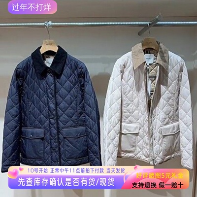 哈吉斯Hazzys正品菱形格棉服女2025秋冬新品翻领外套ASSSU0CCU21