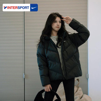 Nike耐克女装官方正品黑色运动羽绒服冬季新款连帽保暖外套HV5236