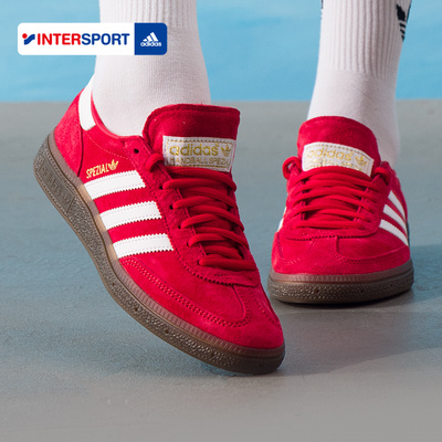 阿迪达斯Handball Spezial 红色男女情侣低帮休闲德训板鞋FV1227