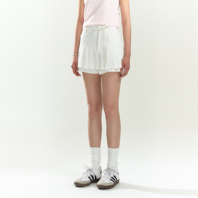 百褶系带短裤半身裙inrm百褶裙裤