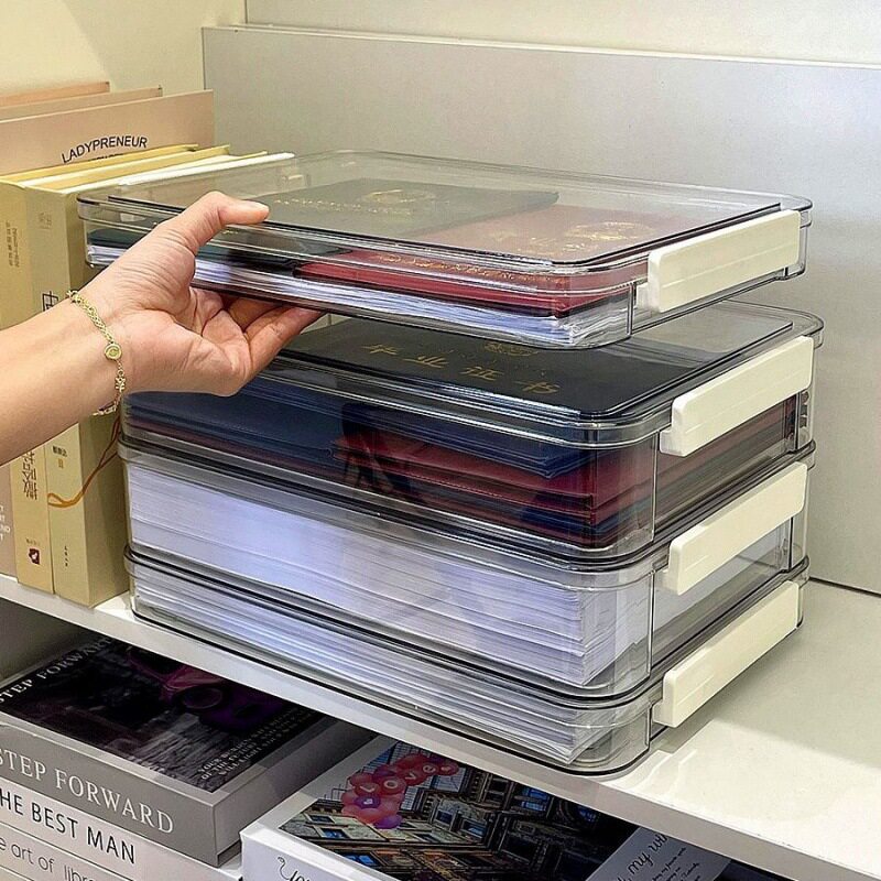 透明试卷收纳盒学霸专属整理盒户口本初中毕业证件a4纸文件储物