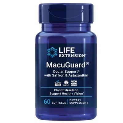 Life Extension MacuGuard眼部保健复合藏红花虾青素叶黄素玉米素