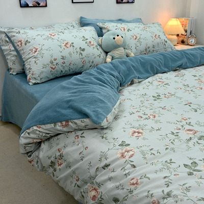 冬季加绒AB面全棉牛奶绒被套单件150x200x230cm纯棉1.5米被罩单独