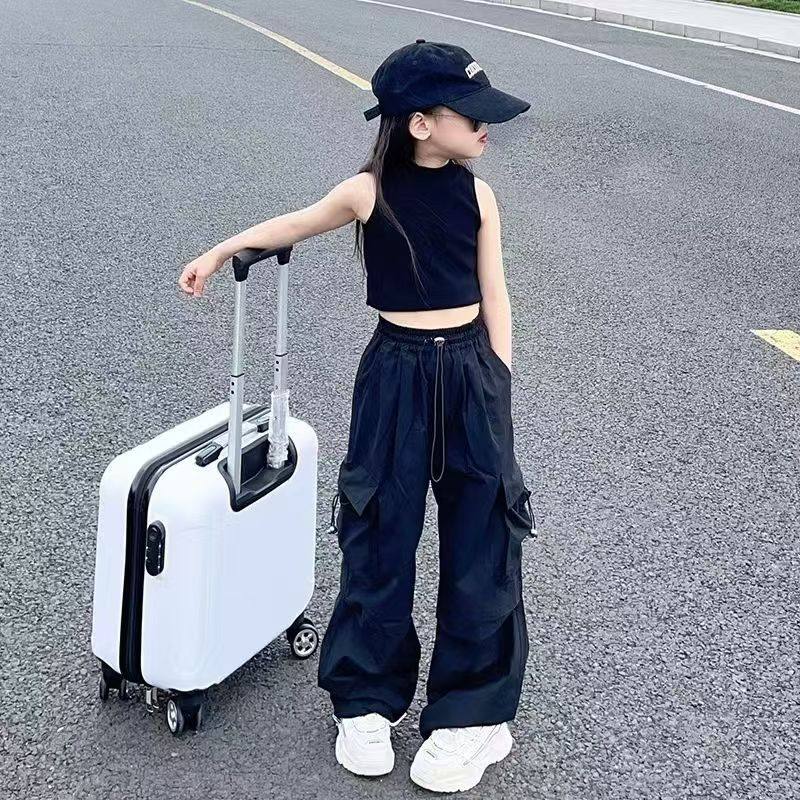 女童短款背心露肚脐小女孩无袖背心爵士舞潮酷个性儿童背心爆款