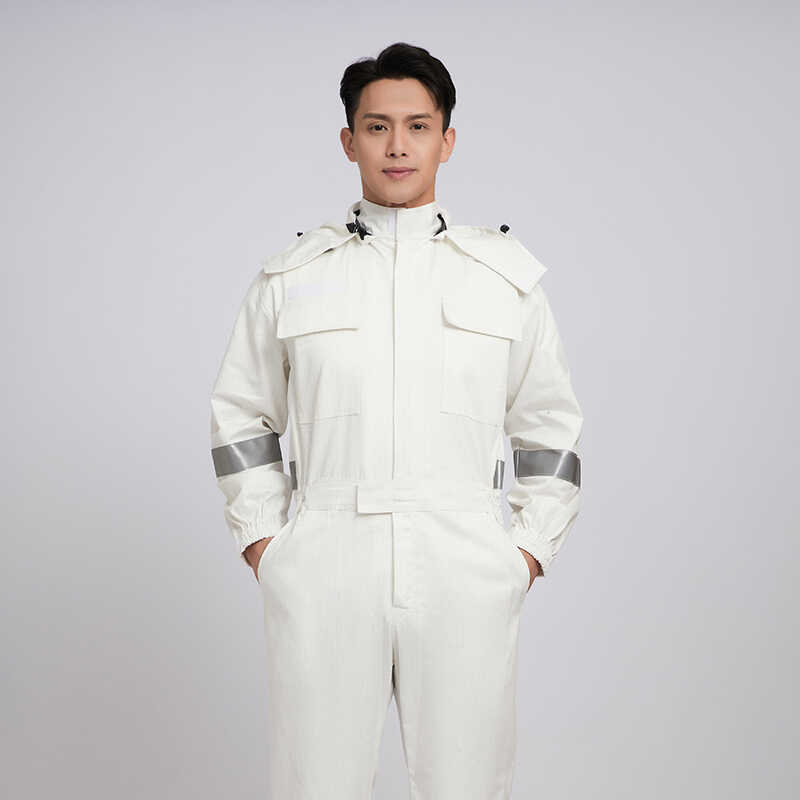 新款正品白色防阻燃连体工作服全棉工厂车间阻燃连体衣海油船务服