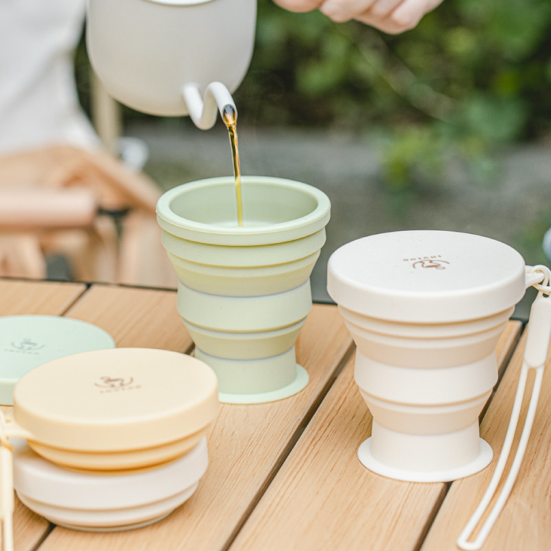 折叠水杯便携式硅胶杯户外杯子耐高温食品级旅行压缩漱口杯JF
