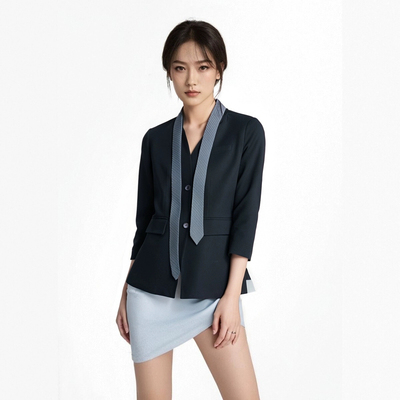 72.5涤纶3氨纶24.5人棉西装外套女高级感气质名媛小西服上衣82510