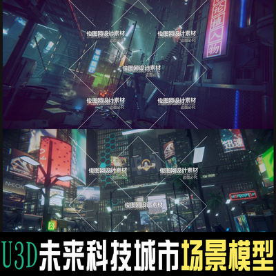 unity3d Dark City2 - Cyberpunk Pack 1.2 未来科技城市场景模型