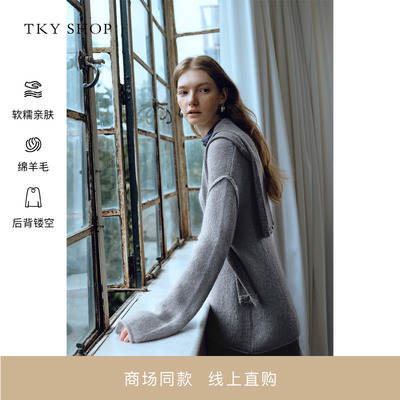TKYSHOP后背镂空套头毛针织衫