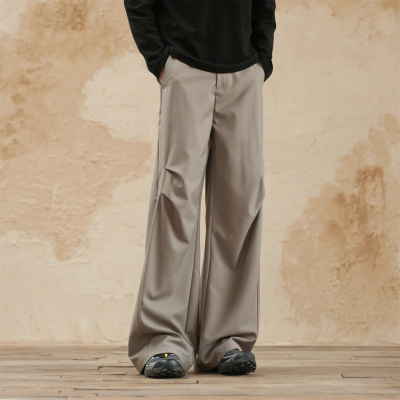 断码青货 美式复古立体褶皱高街垂感宽松男女同款休闲长裤WK11