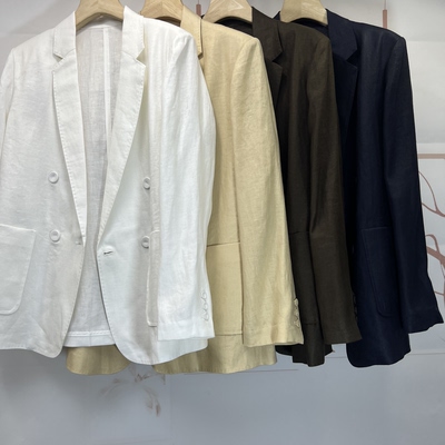 水木工芳【品牌货--土耳其亚麻西装】轻奢高级双排扣百搭上衣2645